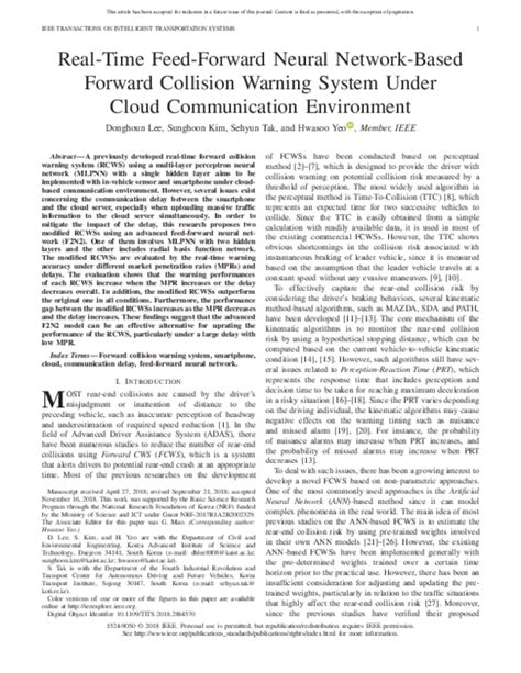 Pdf Real Time Feed Forward Neural Network Based Forward Collision