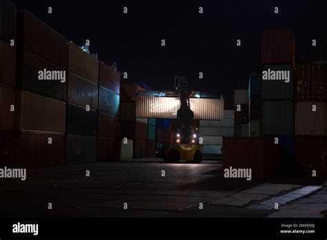 Reach Stacker During Operation Reach Stacker Container Loader During