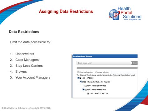 Assigning Data Restrictions Health Portal Solutions