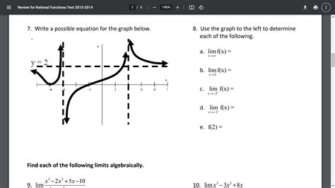 Algebra Precalculus Determining The Equation Of A Rational Function From Its Given 3 Branches