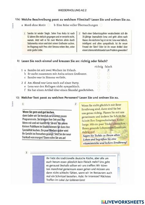 Wiederholung A22 Online Exercise For Live Worksheets
