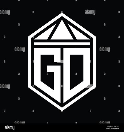 Gd Letter Logo Monogram Simple Hexagon Shield Shape With Triangle Crown Isolated Style Design