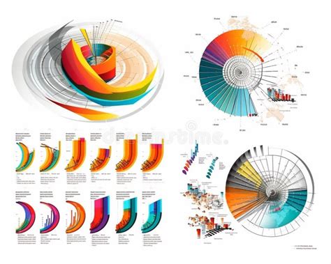Data Visualization Charts Diagrams Vibrantly Illustration With White Background Stock