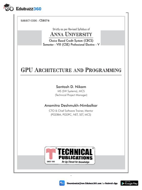 cs8076 gpu architecture and programming pdf graphics processing