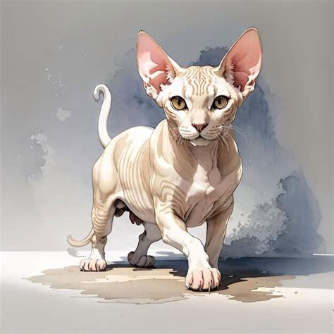 Premium AI Image Cute Sphynx Cat Watercolor Sketch Illustration