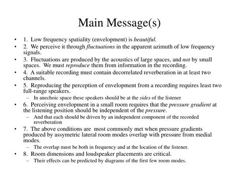 Ppt Loudspeaker And Listener Positions For Optimal Low Frequency