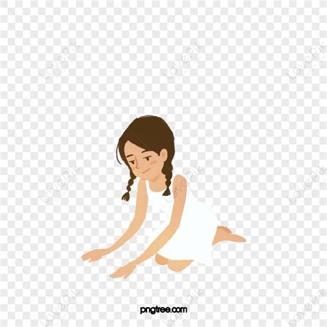 흰 치마에 앉아 여성 일러스트 캐릭터여성 의류젊은 Png 일러스트 무료 다운로드 Lovepik