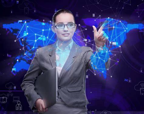 Woman In Social Data Management Concept Stock Image Image Of