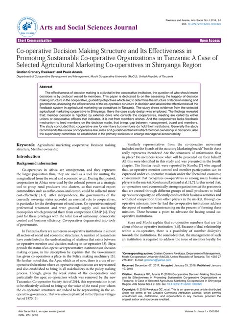 Pdf Co Operative Decision Making Structure And Its Effectiveness In