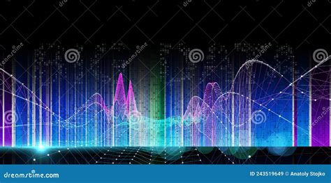 Abstract Digital Background With Graph Digital Research On Black