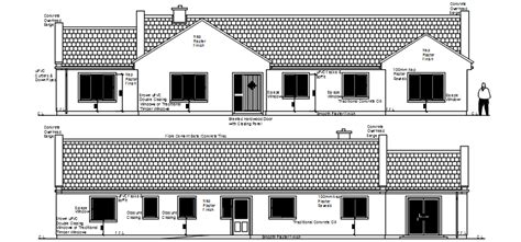 Autocad Drawing Of Sectional Elevation Of The House