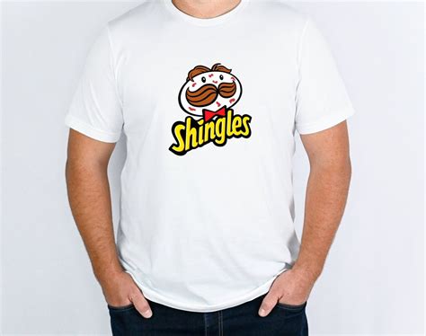 Funny Food Brand Parody T Shirt Shingles Novelty Pun Shirt Joke Logo