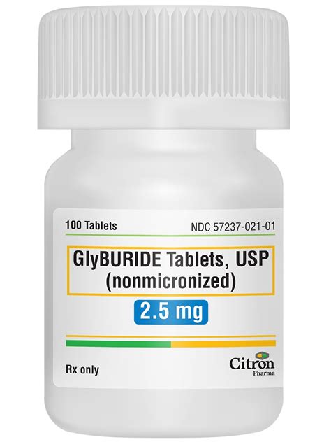 Glyburide 2 5mg 100 Tablets