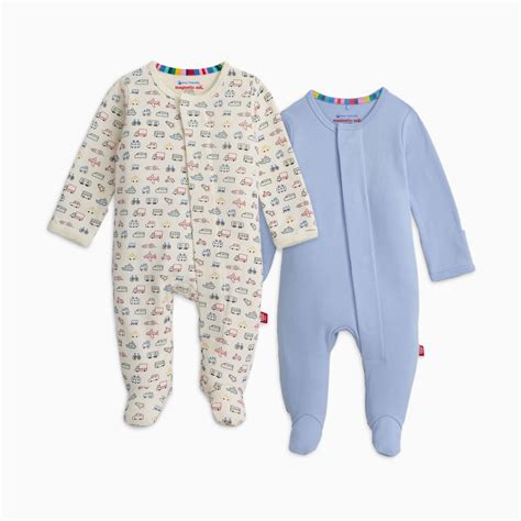 Magnetic Me Organic Cotton Magnetic Footie 2 Pack Bundle Blue Cars
