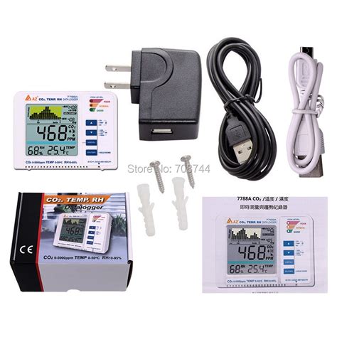 Az7788a Co2 Gas Detector Desktop Carbon Dioxide Datalogger Range 9999ppm Air Quality Temperature
