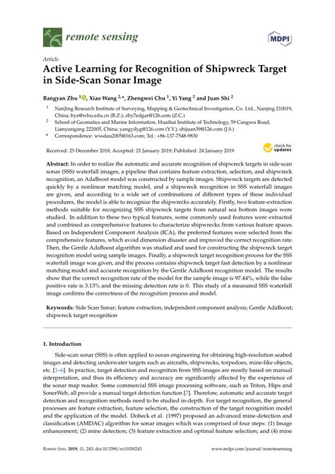 Pdf Active Learning For Recognition Of Shipwreck Target In Side Scan Sonar Image