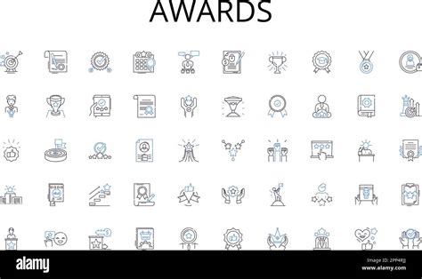 Awards Line Icons Collection Indexing Filing Categorizing