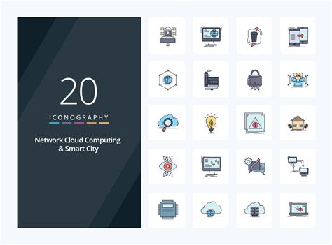 20 Network Cloud Computing And Smart City Line Filled Icon For