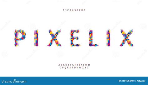 Cartoon Colorful Squared Pixel Alphabet Playful Pixel Mosaic Letters