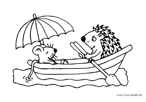 Ausmalbild Igel Mit Maus Im Boot Kostenlose Malvorlagen Bei Gratis Ausmalbilder De