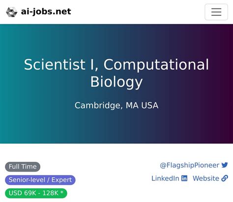 Hiring Scientist I Computational Biology In Cambridge Ma Usa Raimljobs