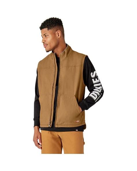 Dickies Sherpa Lined Duck Vest Mens In Brown For Men Lyst