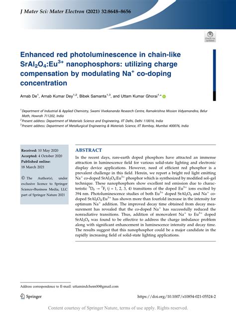 Enhanced Red Photoluminescence In Chain Like Sral2o4eu3 Nanophosphors