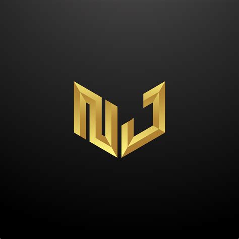 Nj Logo Monogram Letter Initials Design Template With Gold 3d Texture