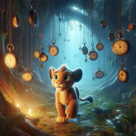 simba in the forest of dangling pocket watches by brickmaster sk93 on