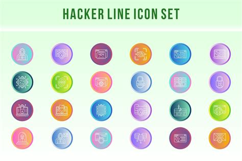 Hacker Line Icon Set Graphic By Graphic Nehar Creative Fabrica
