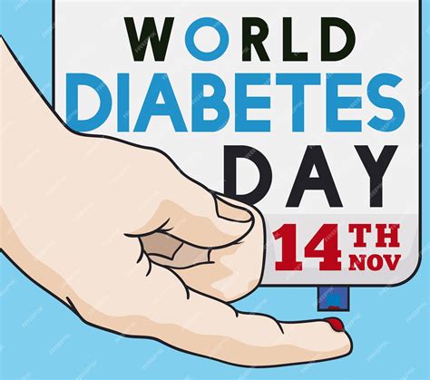 Premium Vector Commemorative Poster For World Diabetes Day With A Hand Measuring Glucose Level