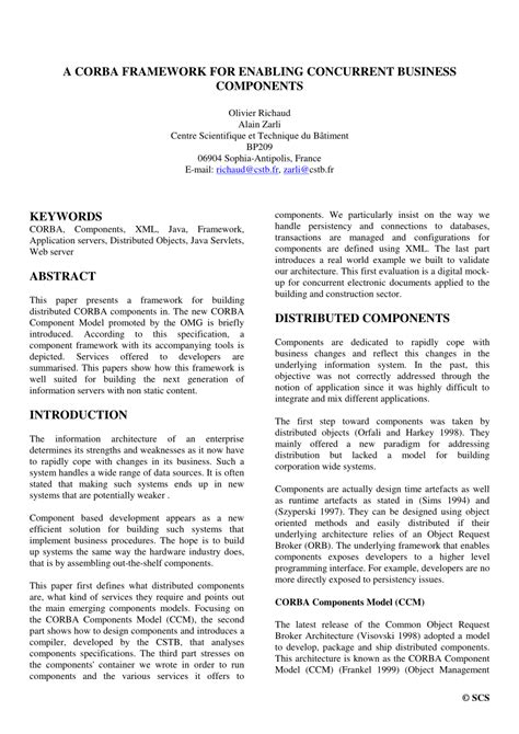pdf a corba framework for enabling concurrent business components