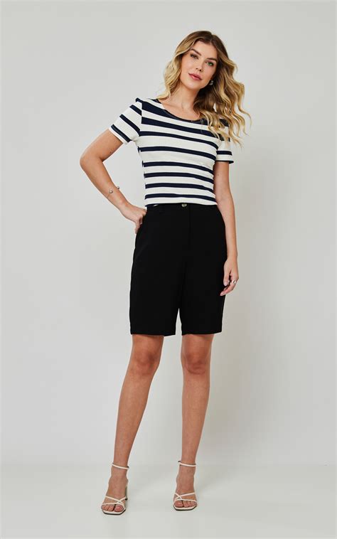 T Shirt Listrada Relevo Basic Marinho Infini Fashion