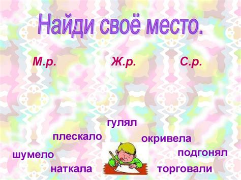 Изменение глаголов прошедшего времени по родам и числам презентация