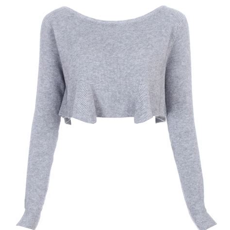 Fashion Women Long Sleeve O Neck Crop Top Sweater Loose Elastic Bottom