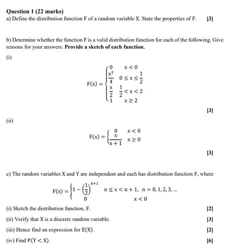 Solved Question Marks A Define The Distribution Chegg