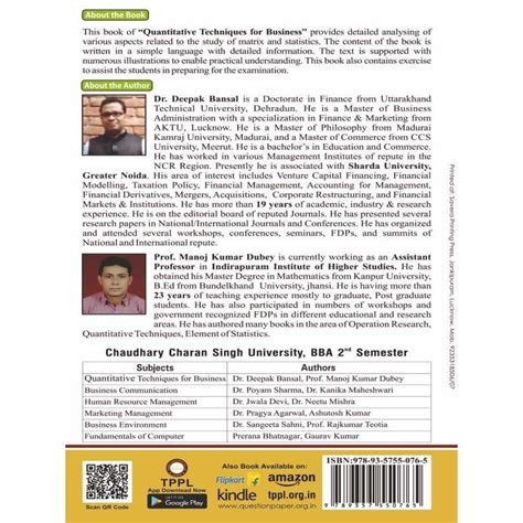 Quantitative Techniques For Business Ccsumsu Bba 2 Semester Book By Thakur Publication