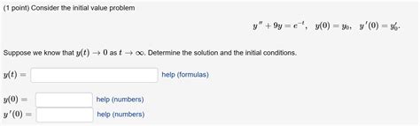 Solved Point Consider The Initial Value Problem Y Chegg