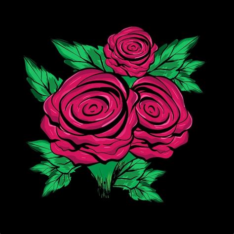 Main Dessiner Rose Illustration Vecteur Vecteur Premium