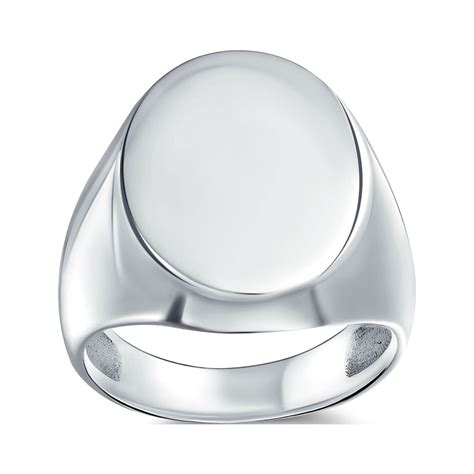 Bling Jewelry Mens Mens Silver Ring Engravable Sterling Silver Oval