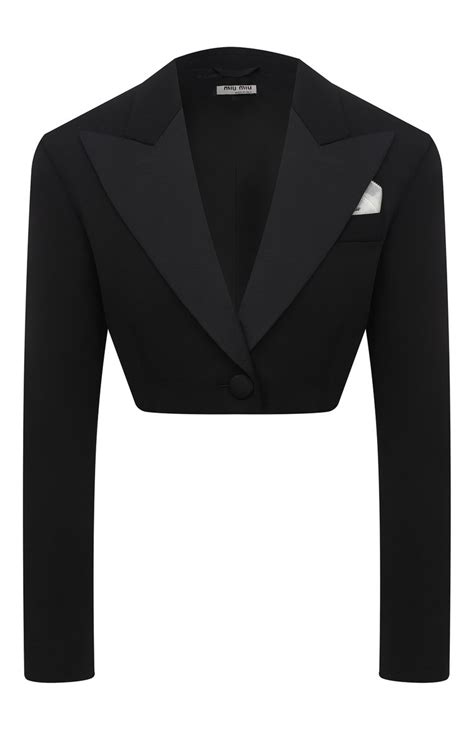 Женский черный шерстяной жакет Miu Miu купить в интернет магазине ЦУМ арт Mh1639 1r1 F0002