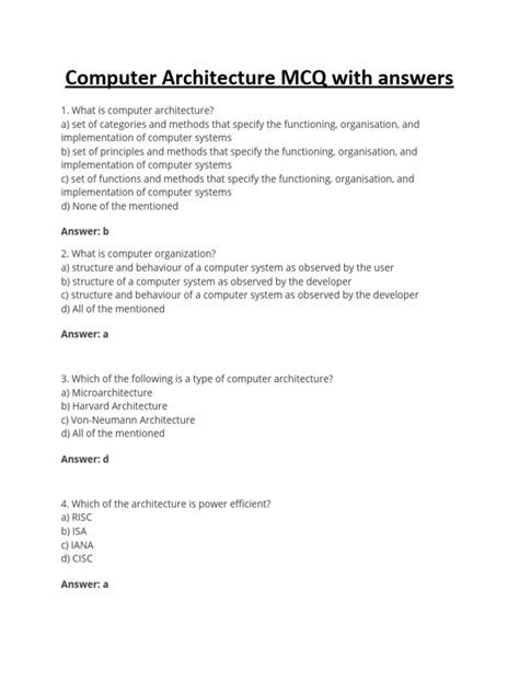 Computer Architecture Mcq With Answers By Ab Sir 8910350813 Pdf