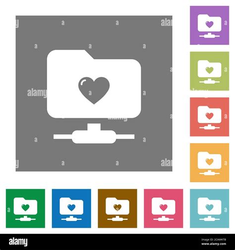 Favorite Ftp Flat Icons On Simple Color Square Backgrounds Stock Vector