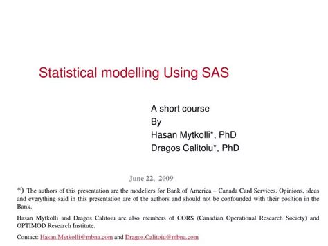 Ppt Statistical Modelling Using Sas Powerpoint Presentation Free