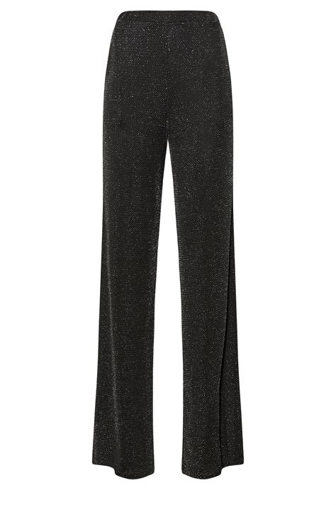 LTS Tall Women's Black Glitter Wide Leg Trousers | Long Tall Sally