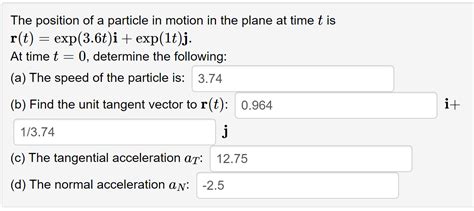 Solved The Position Of A Particle In Motion In The Plane At Chegg