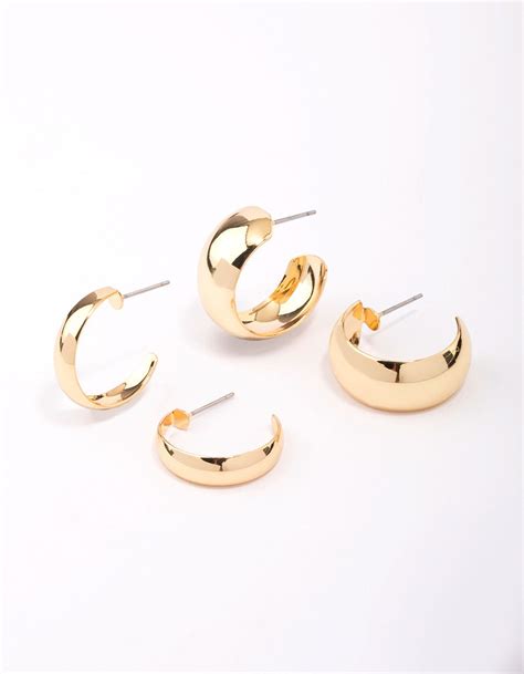 Lovisa Gold Puffy Mixed Hoop Earrings 3 Pack Artofit