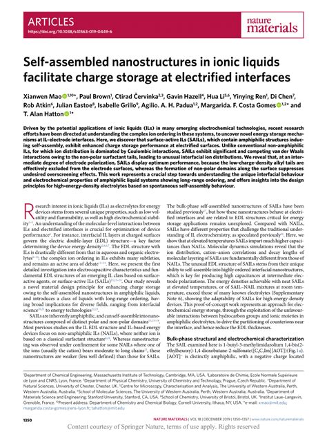 Self Assembled Nanostructures In Ionic Liquids Facilitate Charge Storage At Electrified