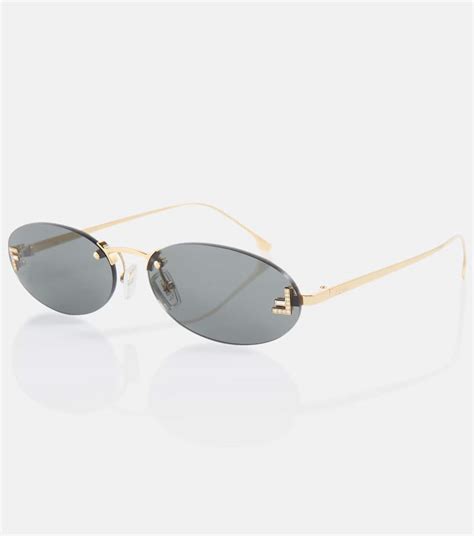 Fendi First Embellished Oval Sunglasses In Black Fendi Mytheresa