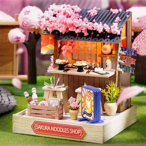 Diy Miniature Dollhouse Room Wood Doll House With Furniture Sakura